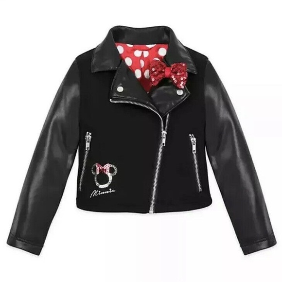 Disney | Jackets & Coats | Disney Store Minnie Mouse Faux Leather Moto ...